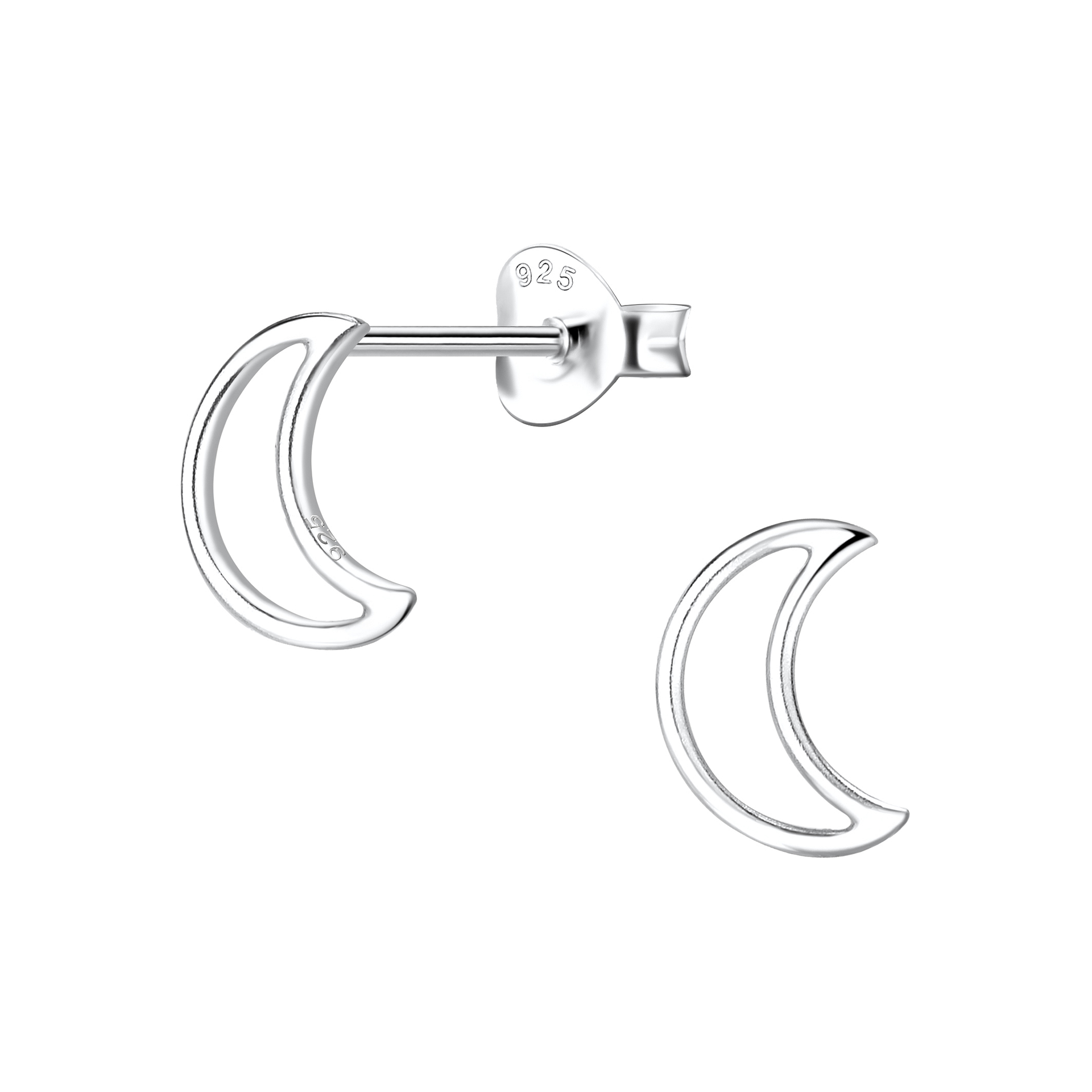 925 Silver Jewelry | Silver Moon Stud Earrings - 20824