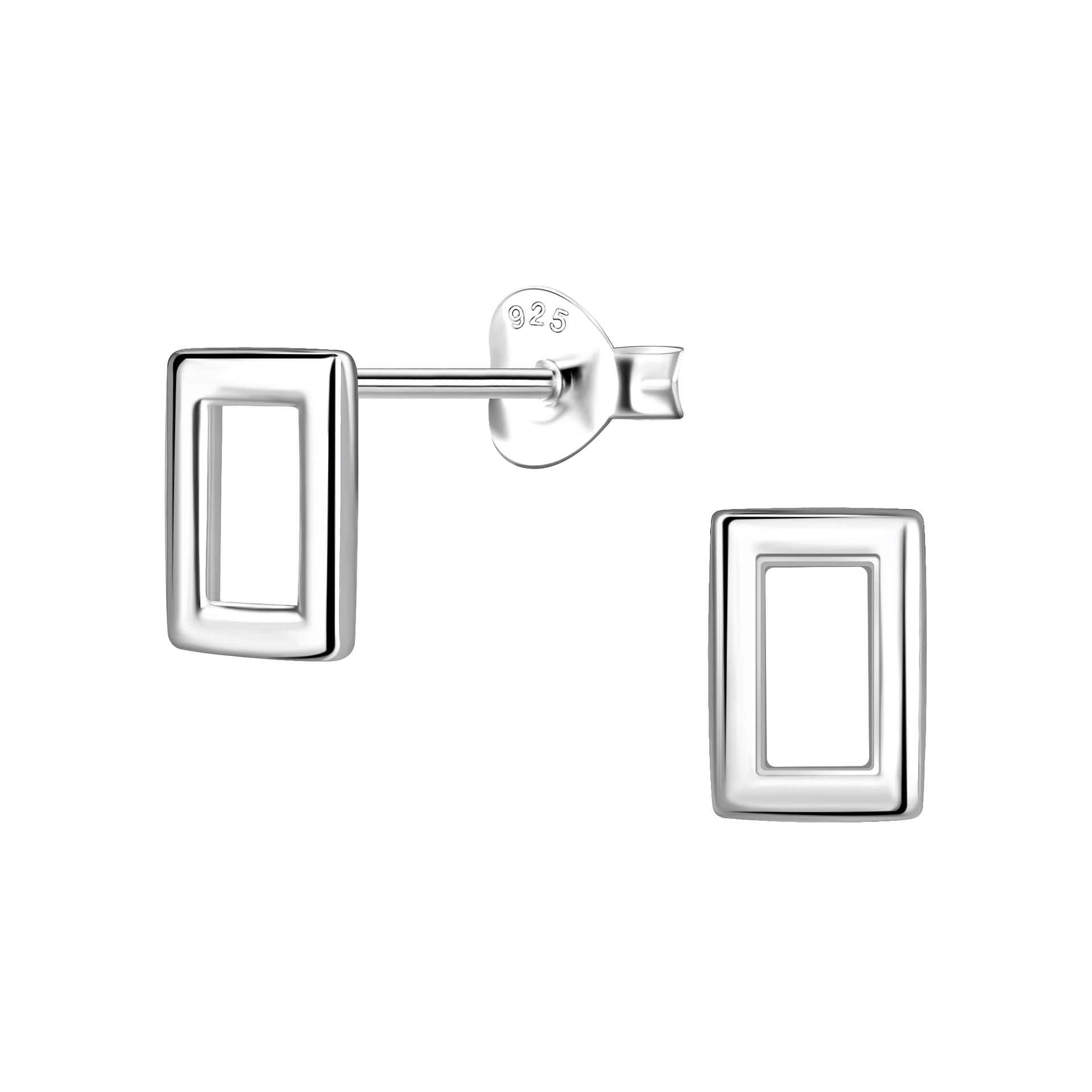 925 Silver Jewelry | Silver Rectangle Stud Earrings - 21131