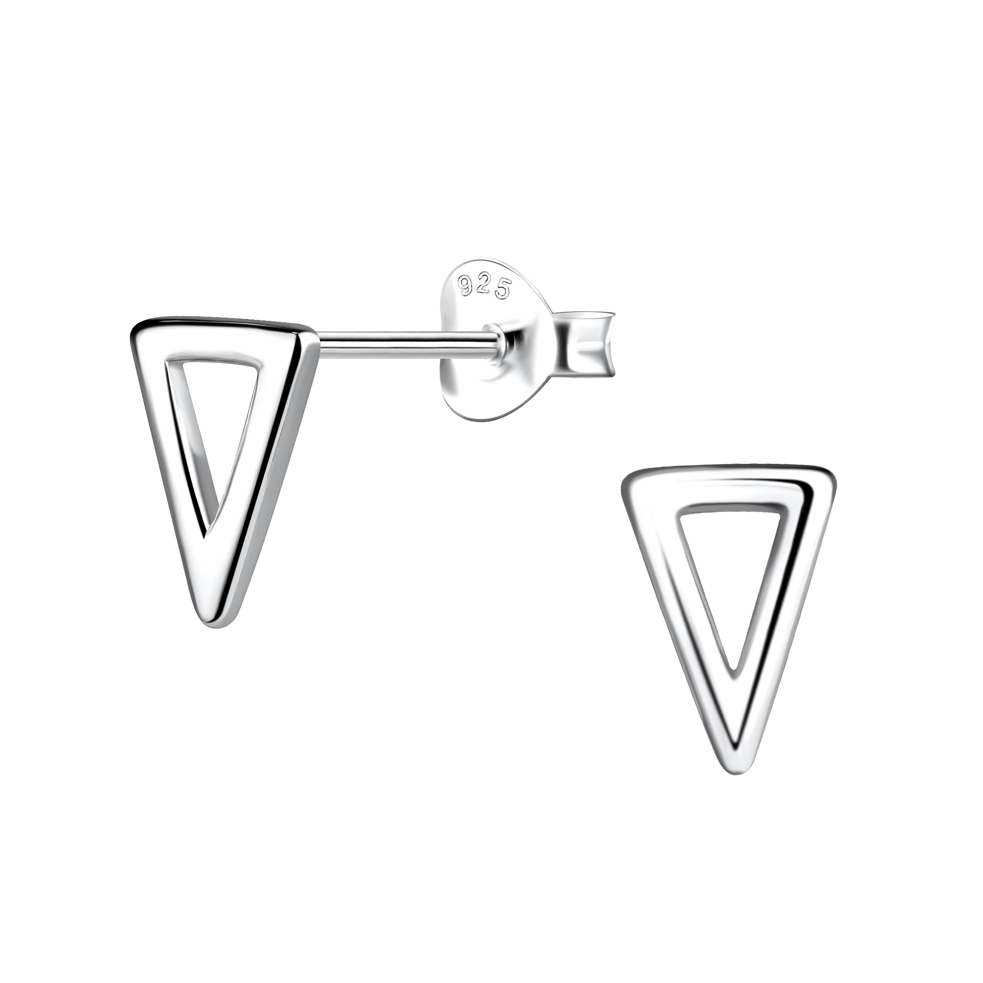 925 Silver Jewelry | Silver Triangle Stud Earrings - 21175