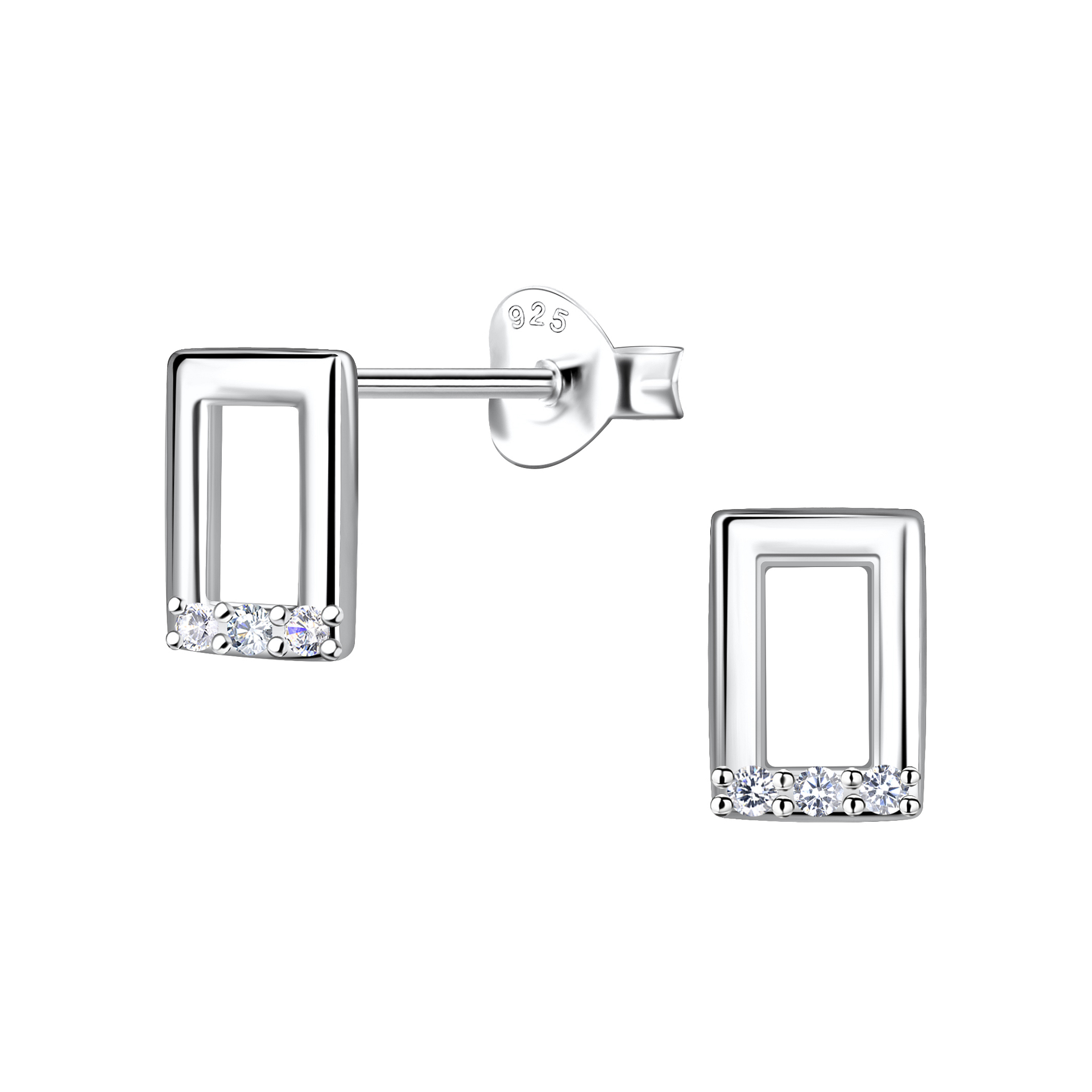 925 Silver Jewelry | Silver Rectangle Stud Earrings - 21228