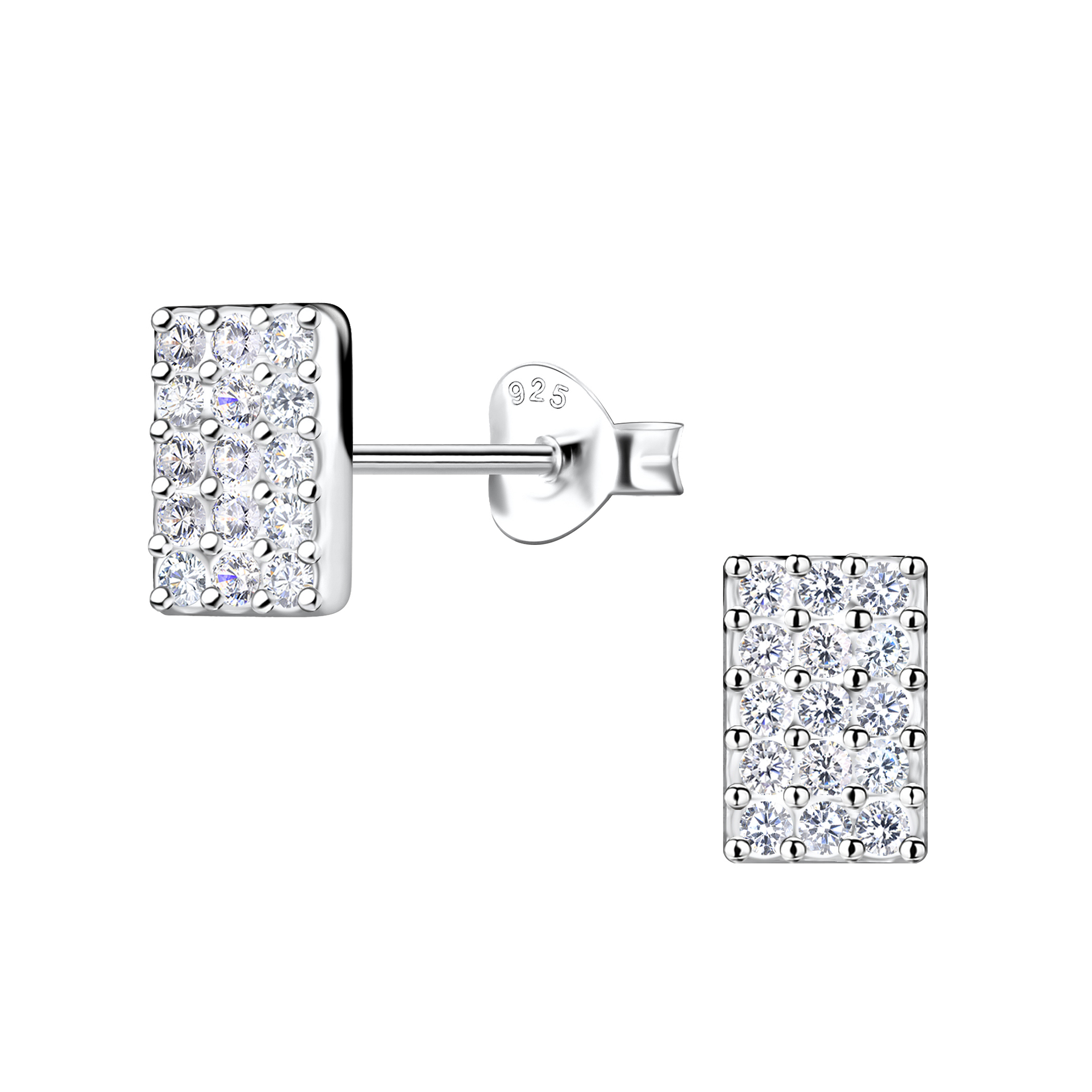 925 Silver Jewelry | Silver Rectangle Stud Earrings - 21109