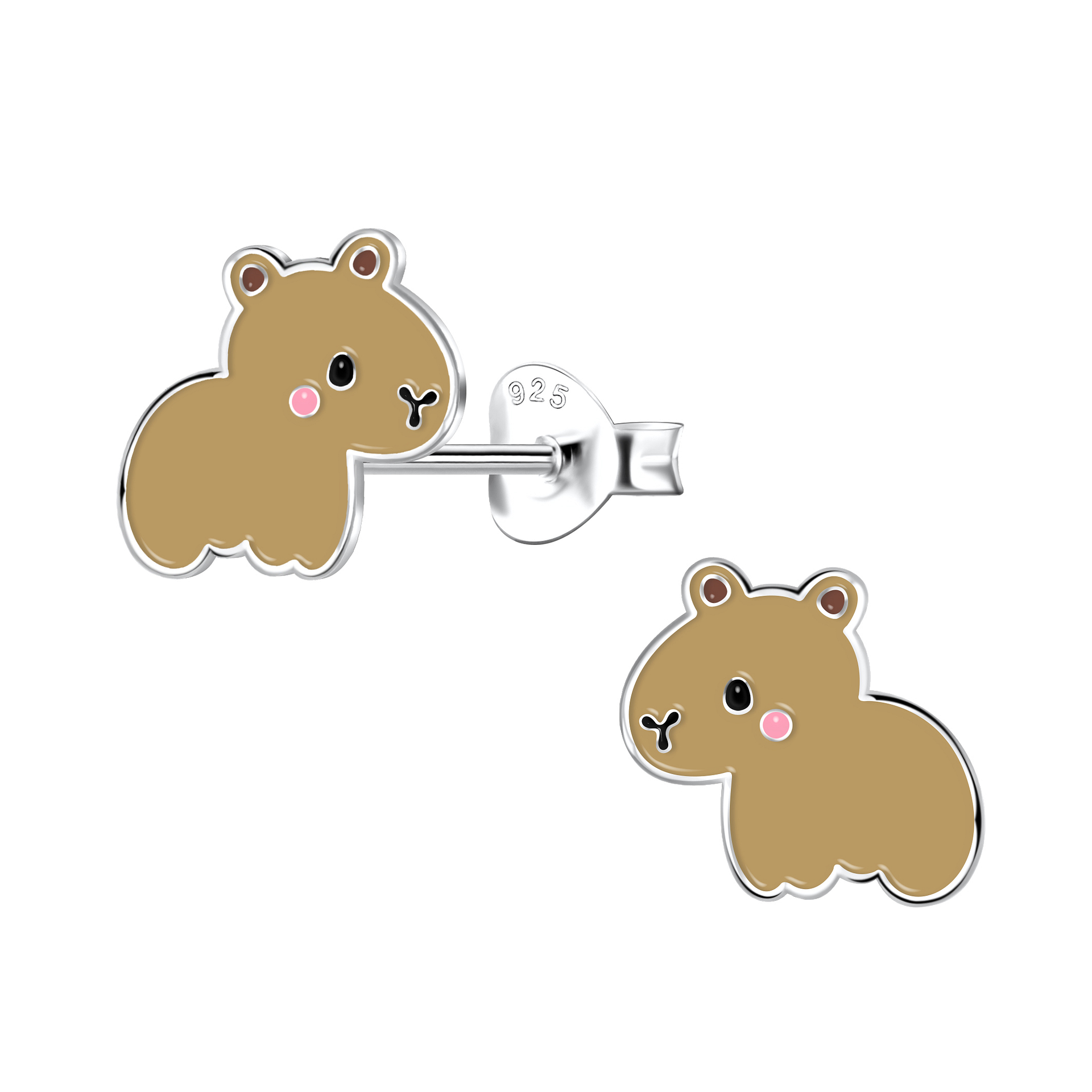 925 Silver Jewelry | Silver Capybara Stud Earrings - 21664
