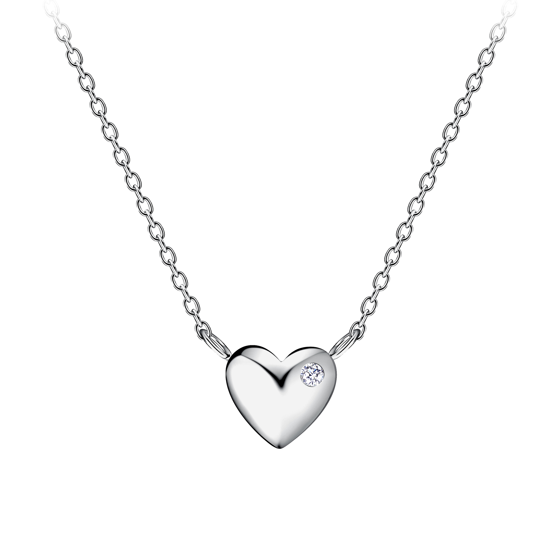 925 Silver Jewelry | Silver Heart Necklace - 21623