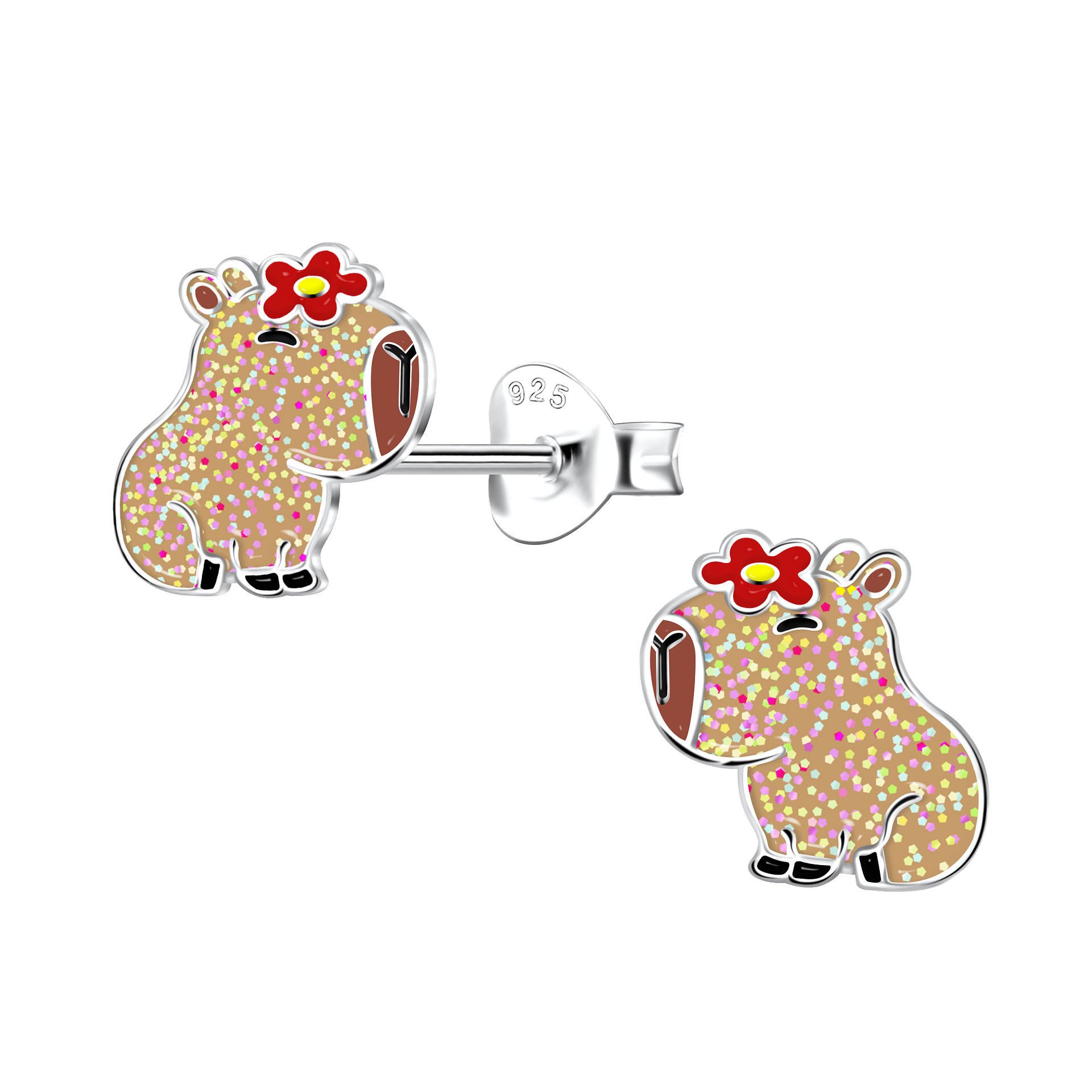 925 Silver Jewelry | Silver Capybara Stud Earrings - 21683