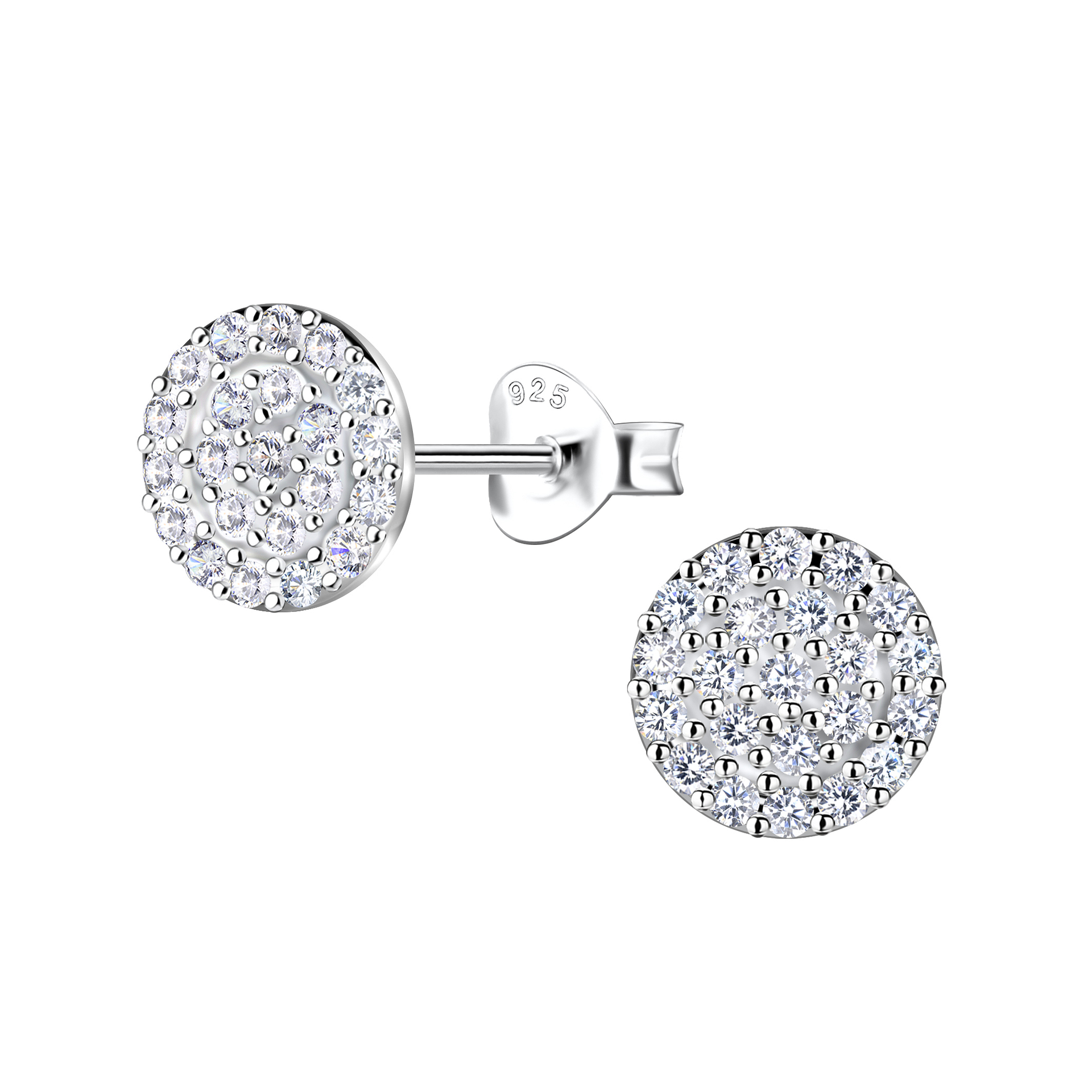 925 Silver Jewelry | Silver Round Stud Earrings - 21757