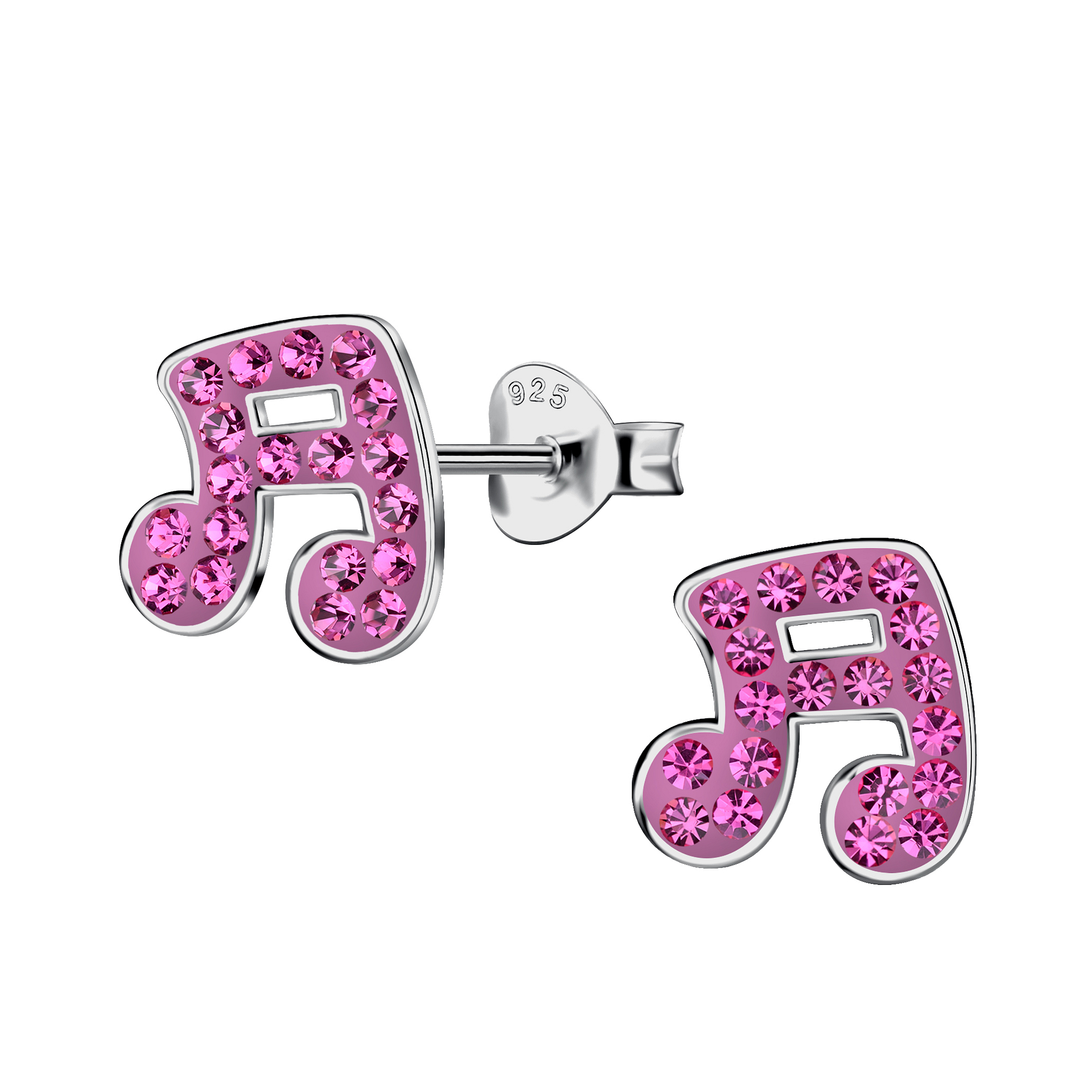 925 Silver Jewelry | Silver Music Note Stud Earrings - 21404