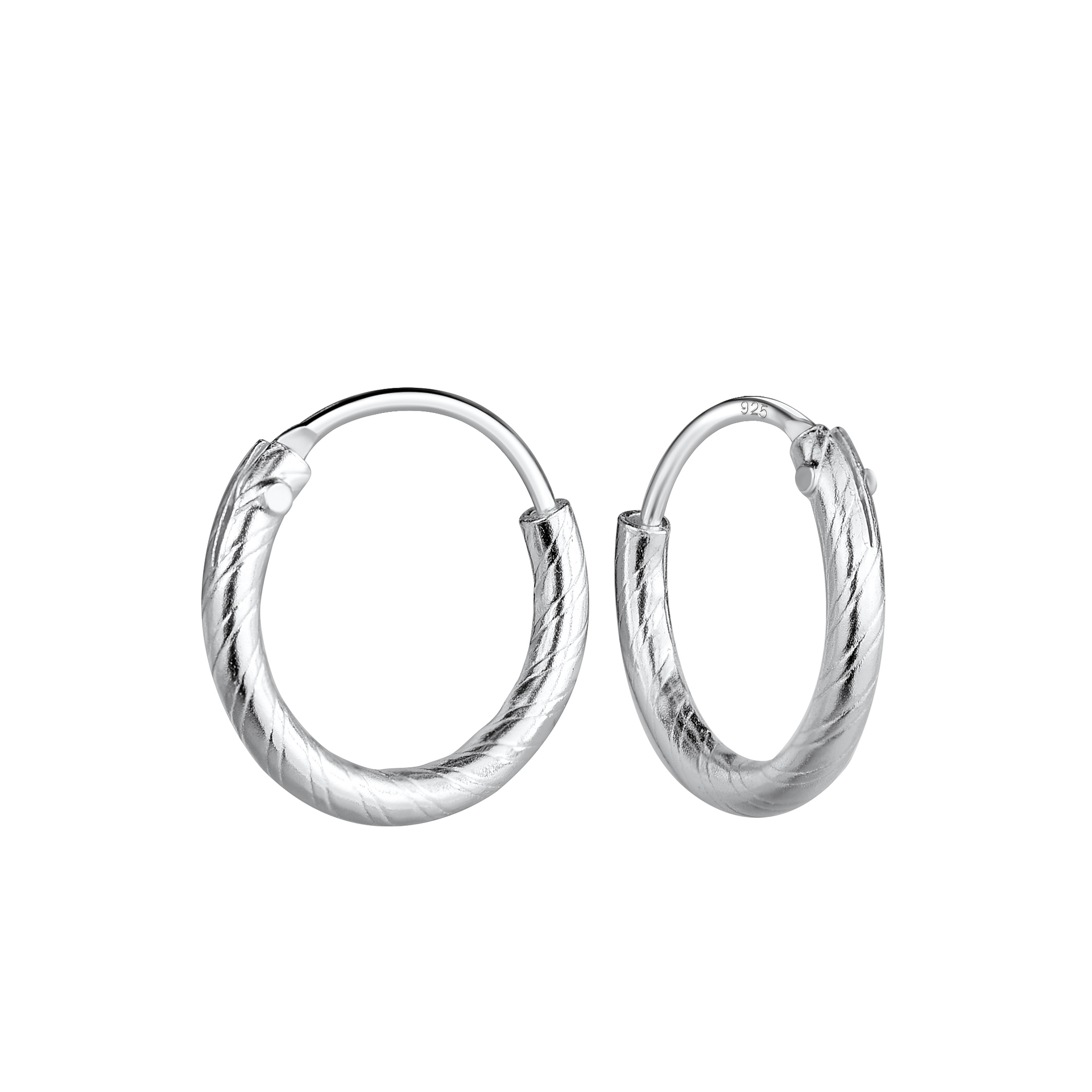 925 Silver Jewelry | 12mm Silver Twisted Hoop Earrings - 21782